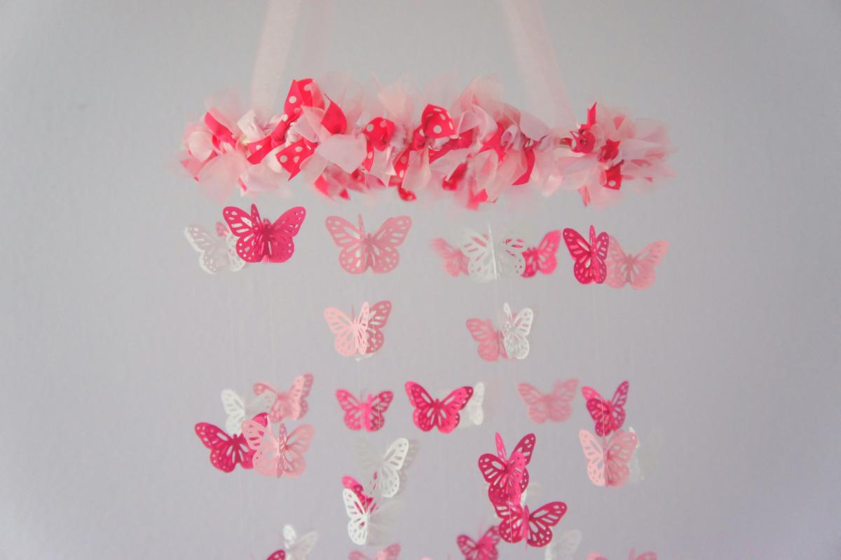 Baby Girl Nursery Decor- Pink Buttefly Mobile, Baby Shower Gift ...