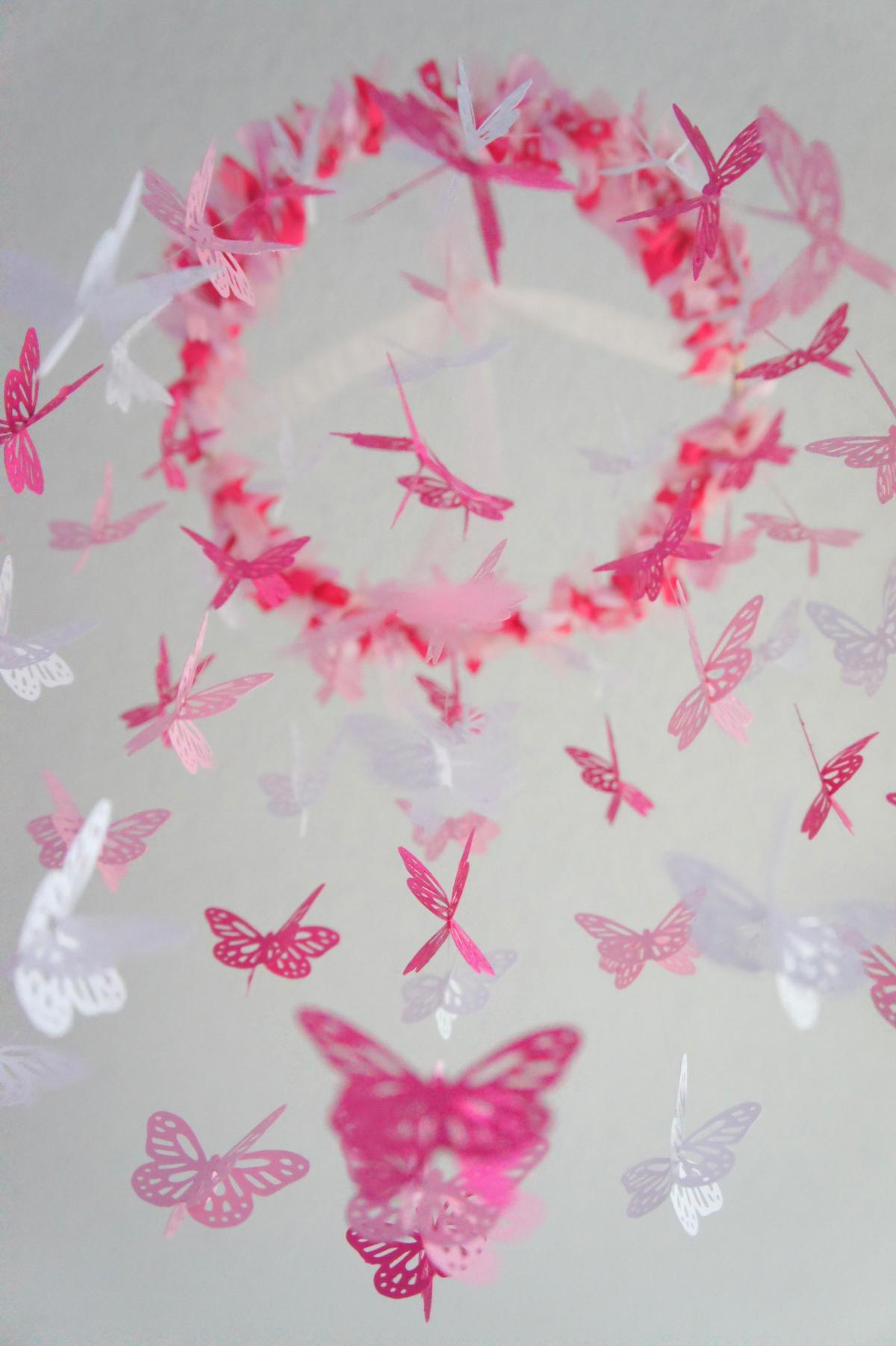 Baby Girl Nursery Decor- Pink Buttefly Mobile, Baby Shower Gift ...